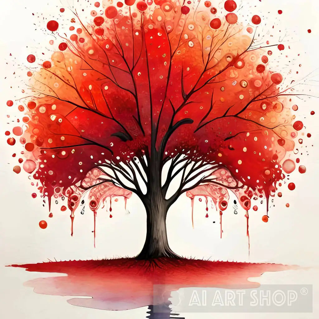 large tree, red tones