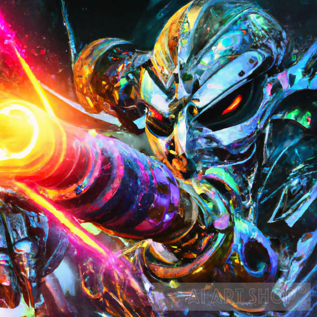 Laser Crusader: Close-up action of the futuristic colorful alien fi...