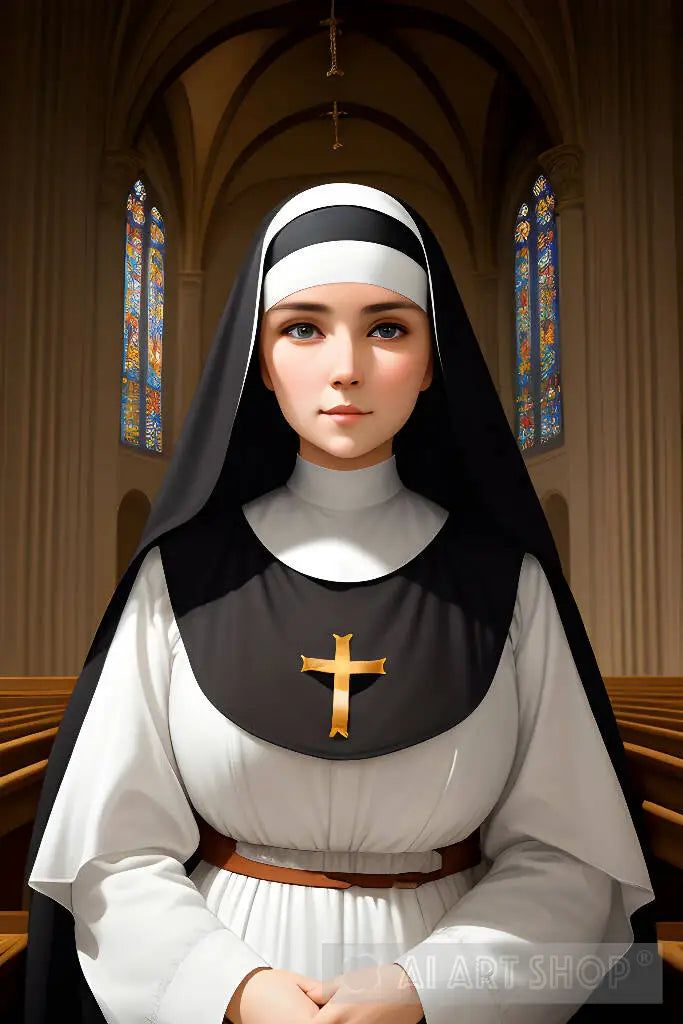 Ai painting, Ai artwork, Church, Nun, Digital Painting, Ai oil Pain...