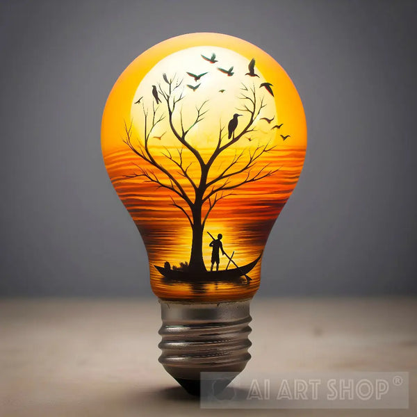 Light Bulb Painting - Modern Artwork for Home and Office Decor