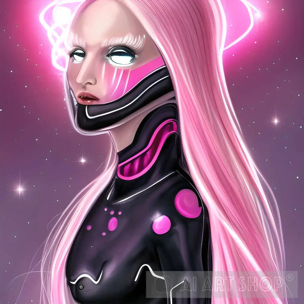Celestial woman, Pink, AI Art, AI Wall Art, Neon Pink art, Women Ar...