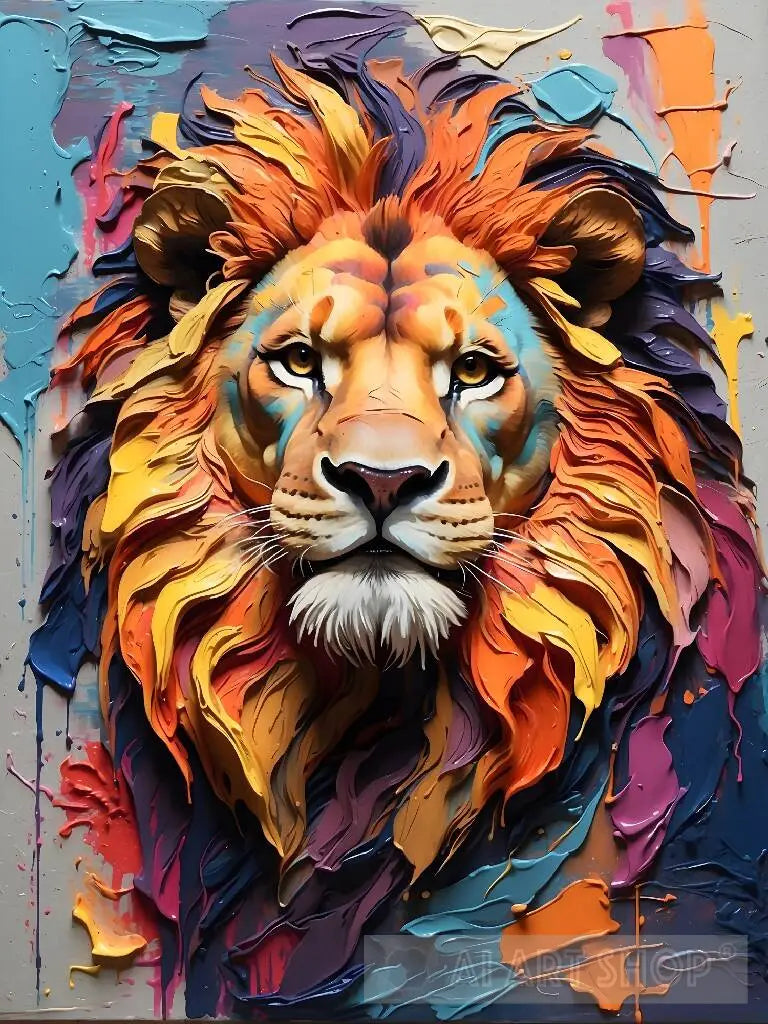 Lion Head Painting, Wildlife Art, Regal Decor, Majestic Lion, Anima...