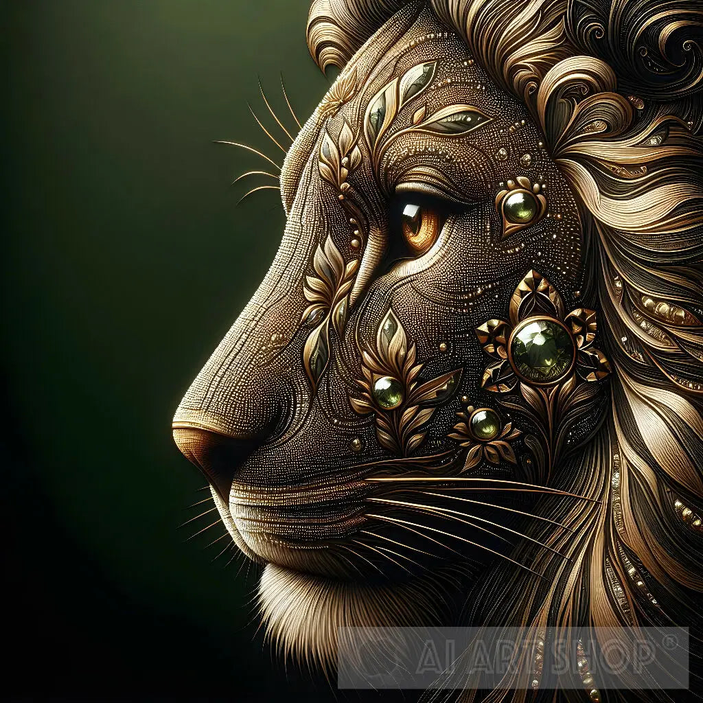 Lion Head With Diamond - Majestic Wall Art for Elegant Home Decor