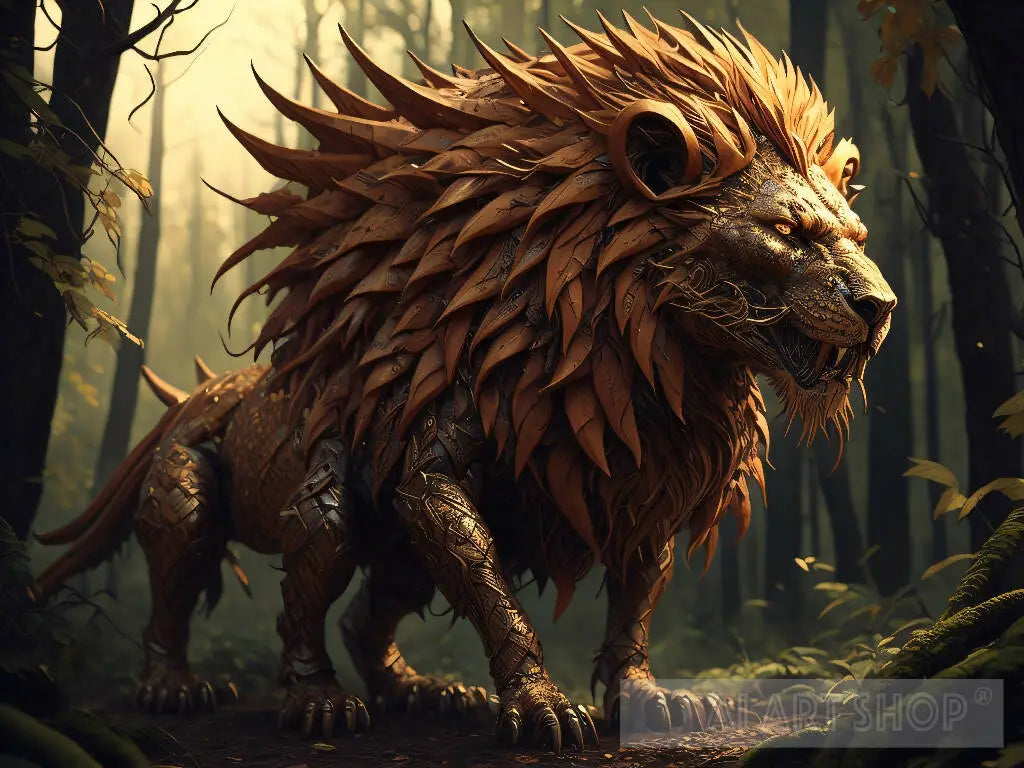 Lion birds forest ai image