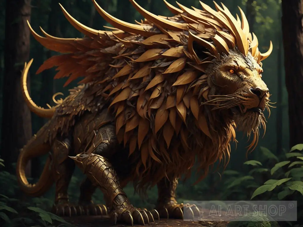 Lion birds forest ai image