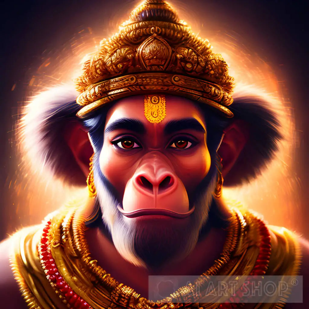 Lord Hanuman AI Portrait Art | High-Quality Image of Hindu Deity