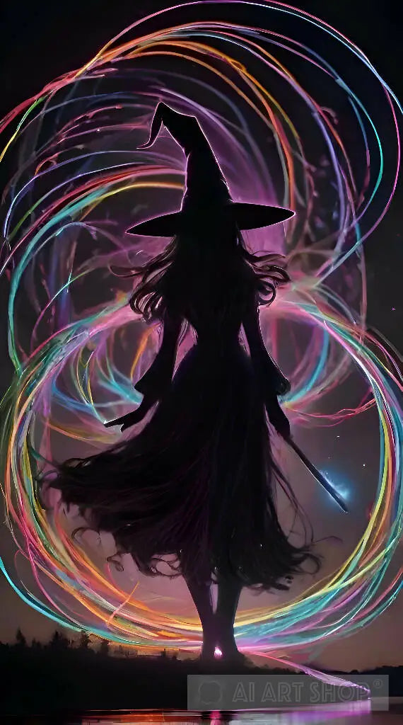 Lovely cute neon witch