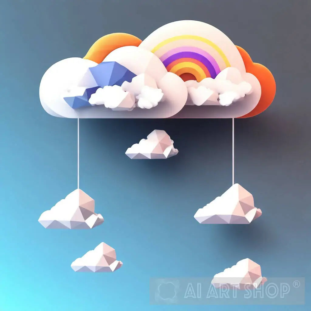 low poly,cloud,vibrant,abstract,rainbow,creative