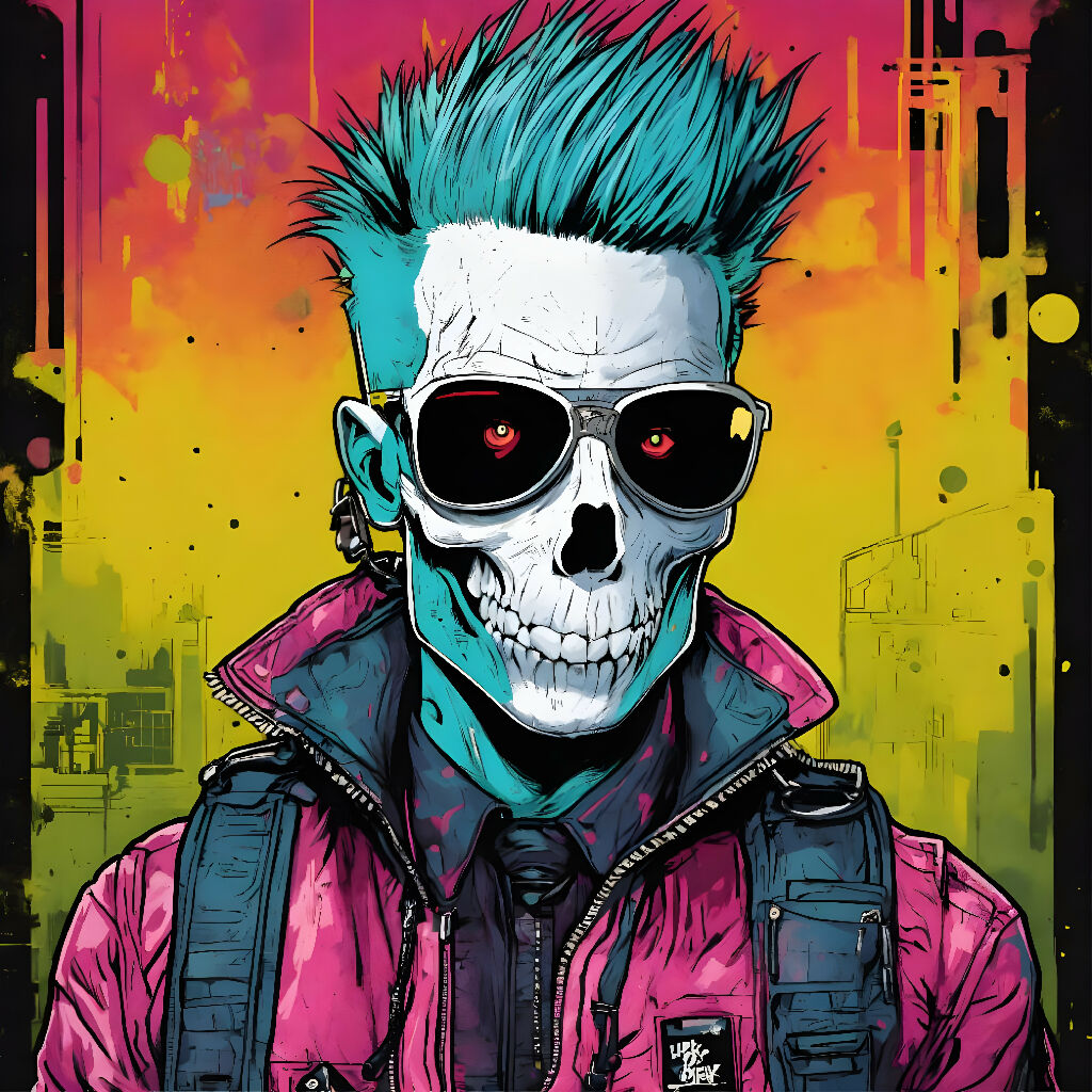 punk, ghost, art, style, futuristic, music, rock, hard, cool, illus...