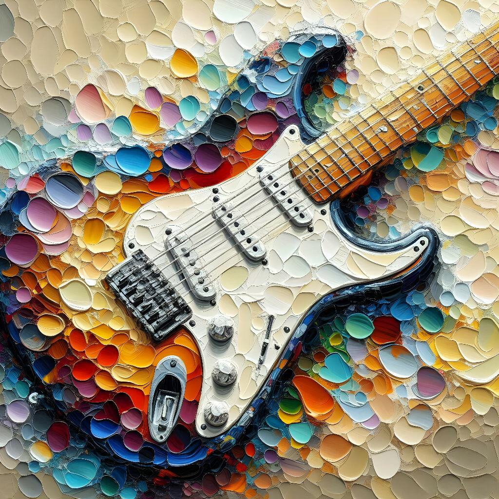 Abstract Electric Guitar Canvas Art: Vibrant Colors and Dynamic Tex...