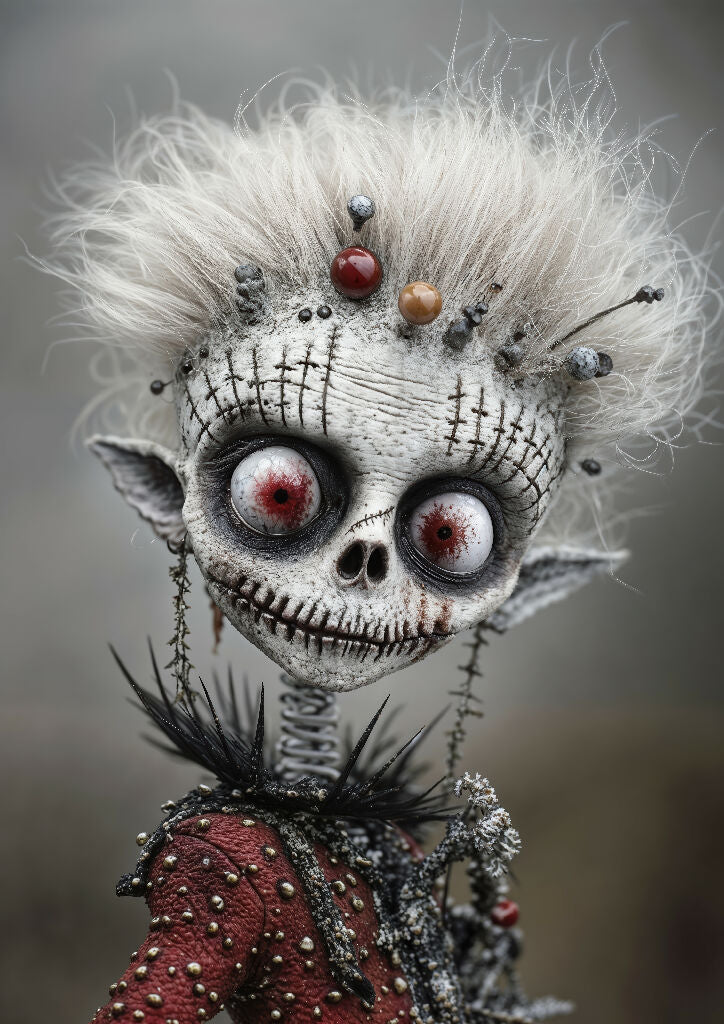 Stitched Smiles: The Frostbound Doll - Hauntingly Whimsical Gothic Art