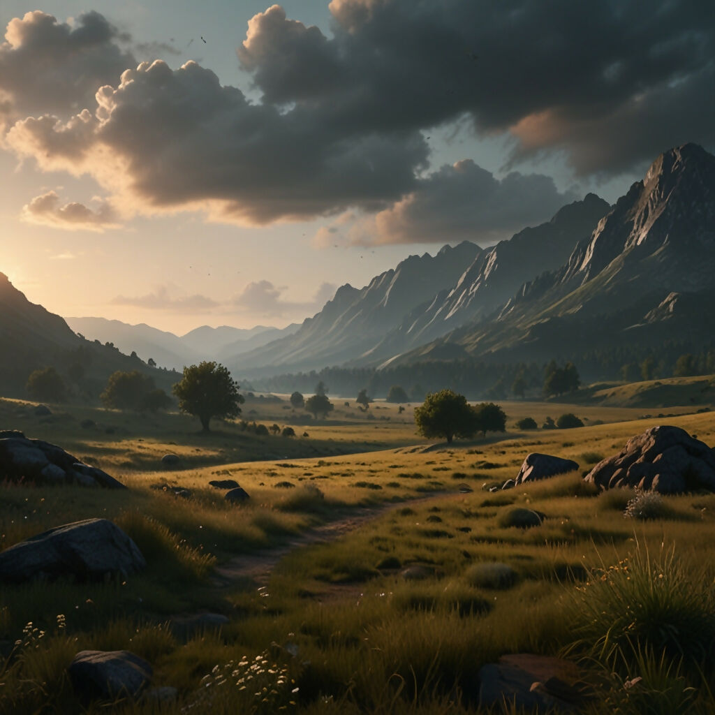 Photo of a ultra realistic insane illustration, a landscape that trans