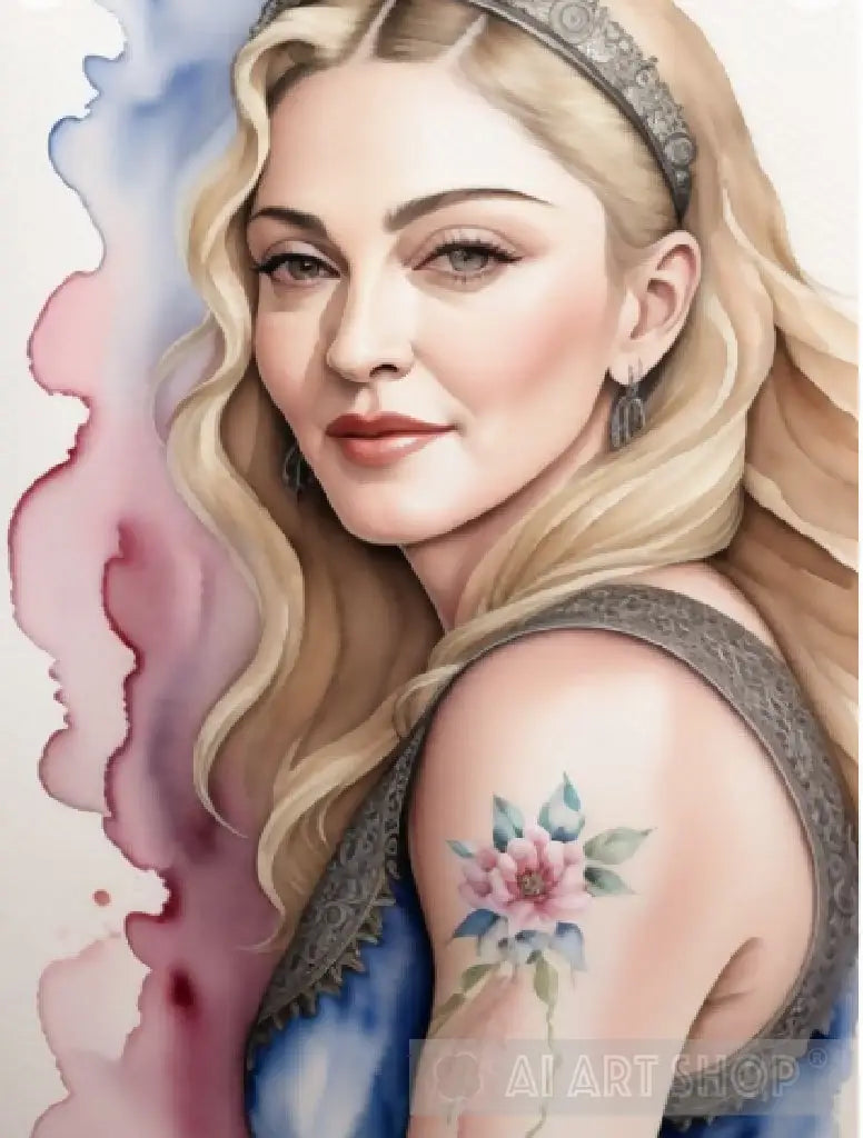 Madonna Pop Star, watercolour,