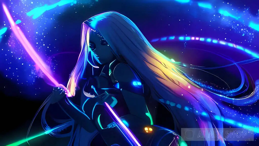 Maiden with Neon Space Sword