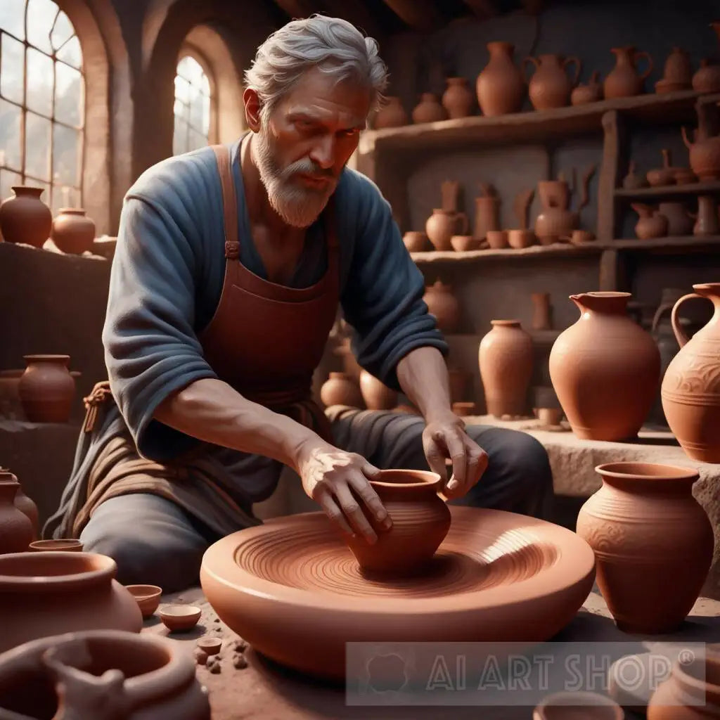 MAN MAKING POTTERY