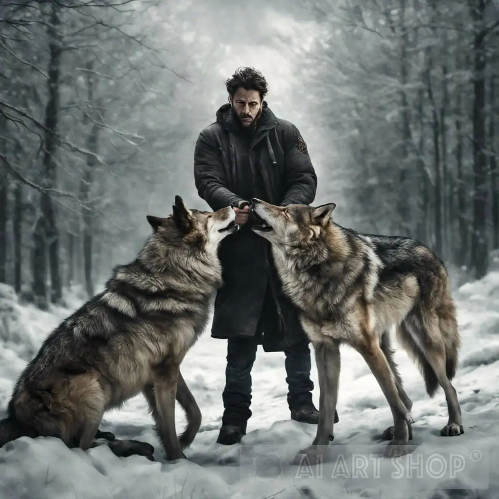 MAN WITH WOLF