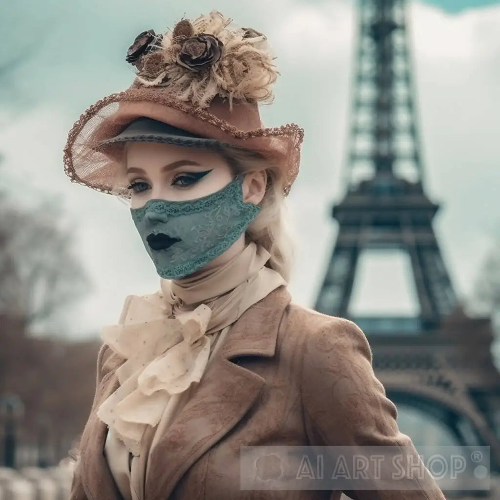 Beautiful woman, Masked Beauty in Paris, Vintage Chic, A Parisian P...