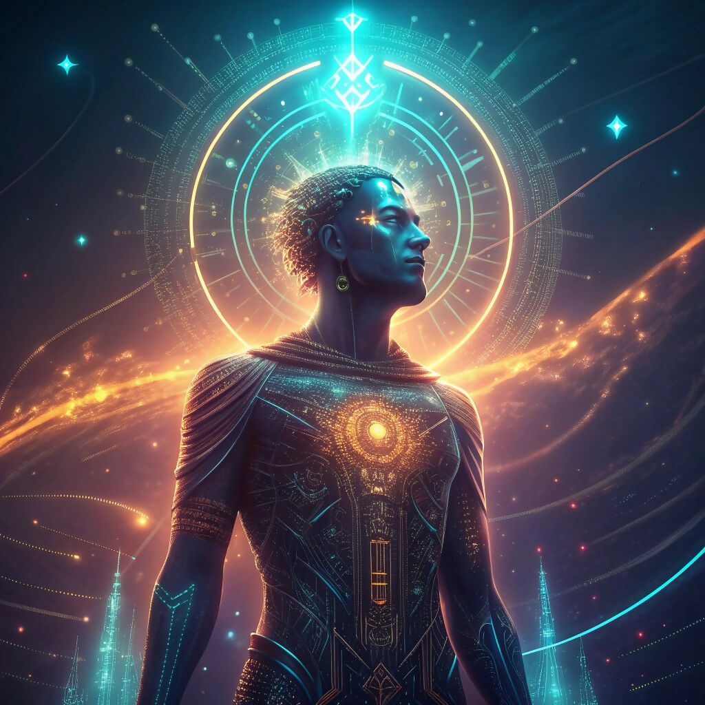 `Futuristic art`, `Sci-fi fantasy`, `Celestial being`, `Cosmic art`...