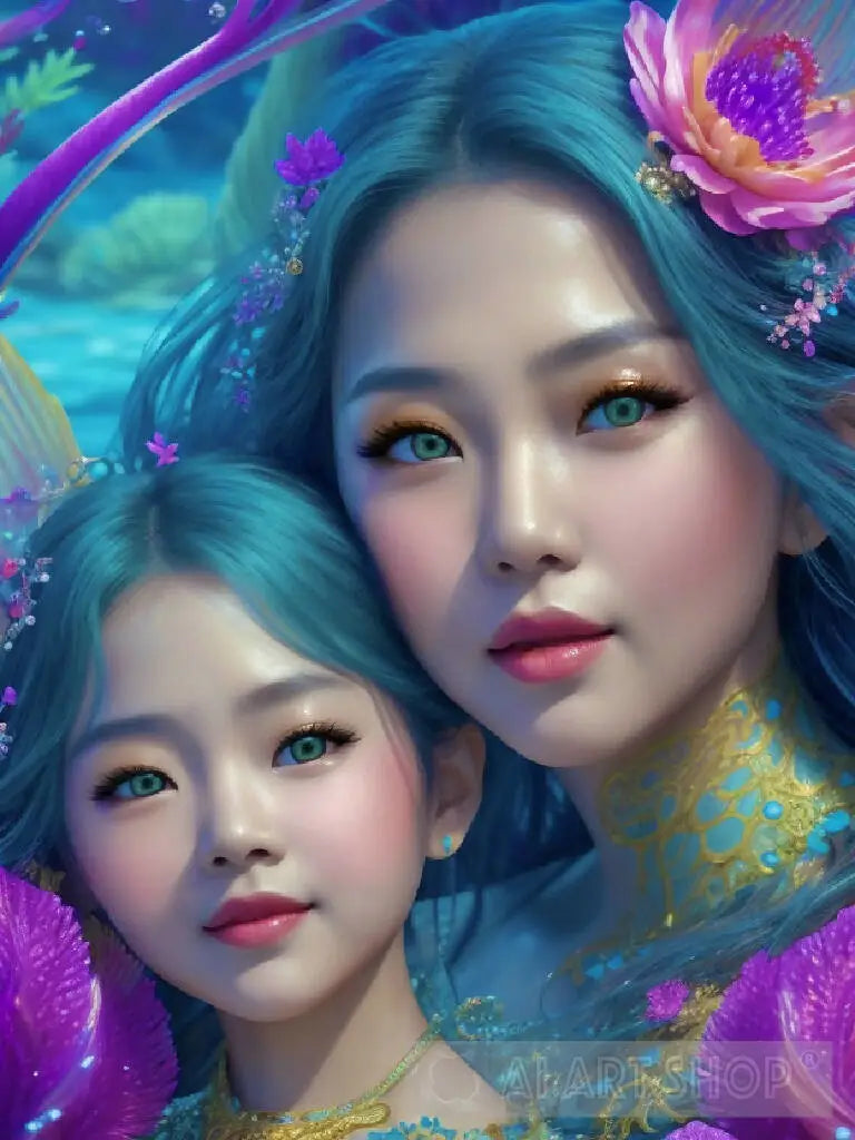 Mermaid Mother and Daughter