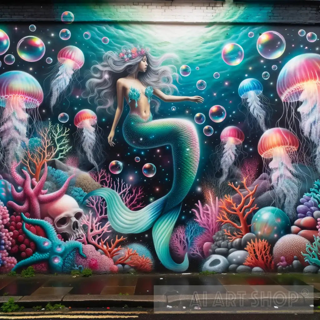 Street Art - Mermaid's Enchanted Realm: Oceanic Odyssey