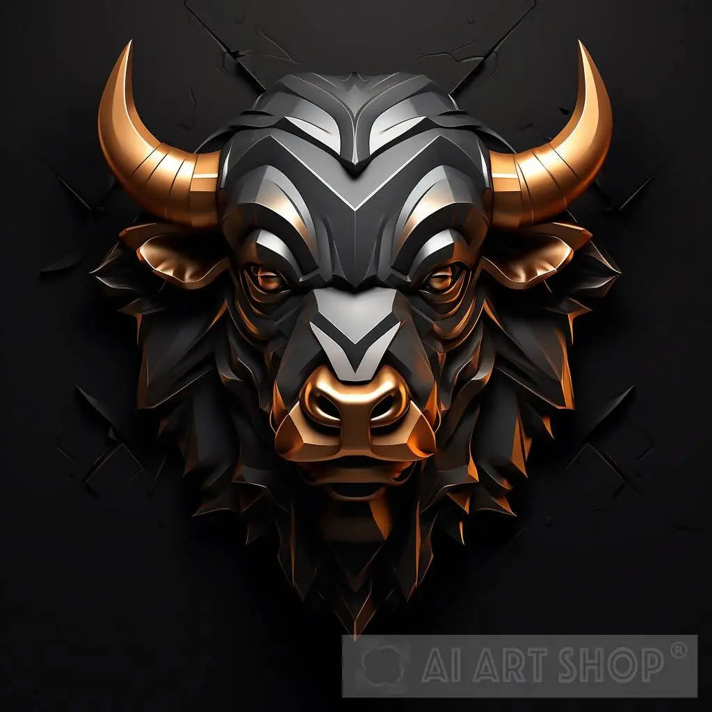 Metal Bison Head Art Prints