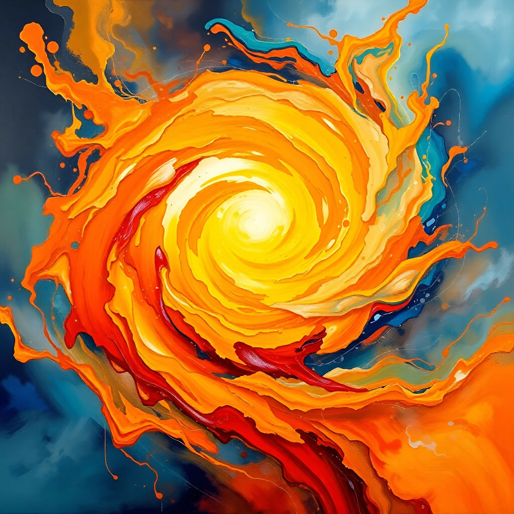 Solar Vortex – Fiery Dynamic Abstract Swirl Art