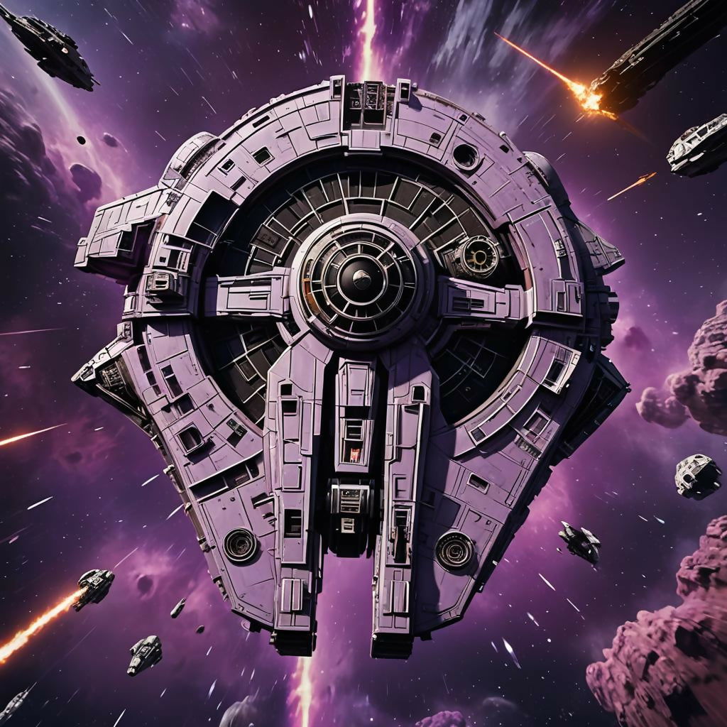 purple themed millennium falcon star wars