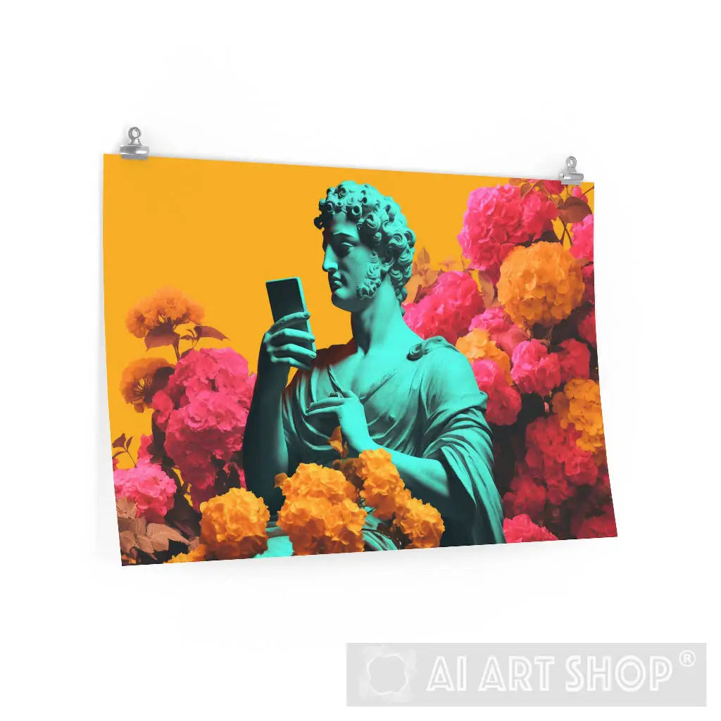 Modern Communication in a Classic Garden, Modern AI Art, Sculpture,...