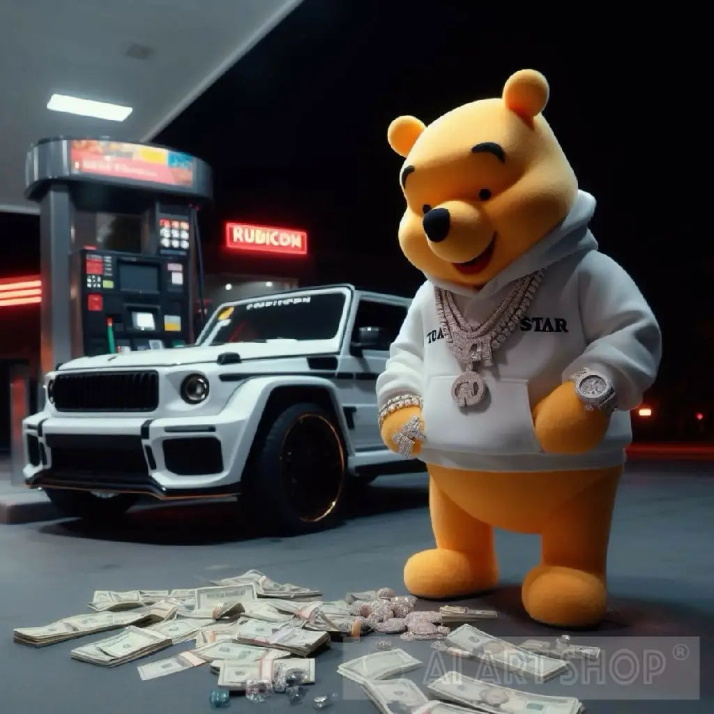 Money Pooh: Swag Cartoon Winnie the Pooh Digital Art