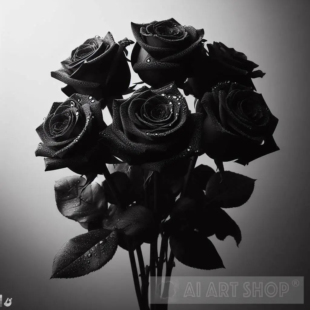 Monochrome Black Rose Bouquet