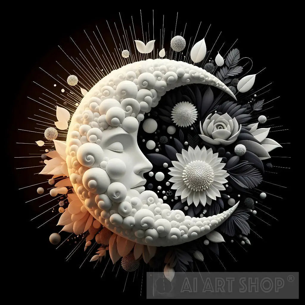 Moon, flowers, serenity, tranquility, enchanting, celestial, nature...