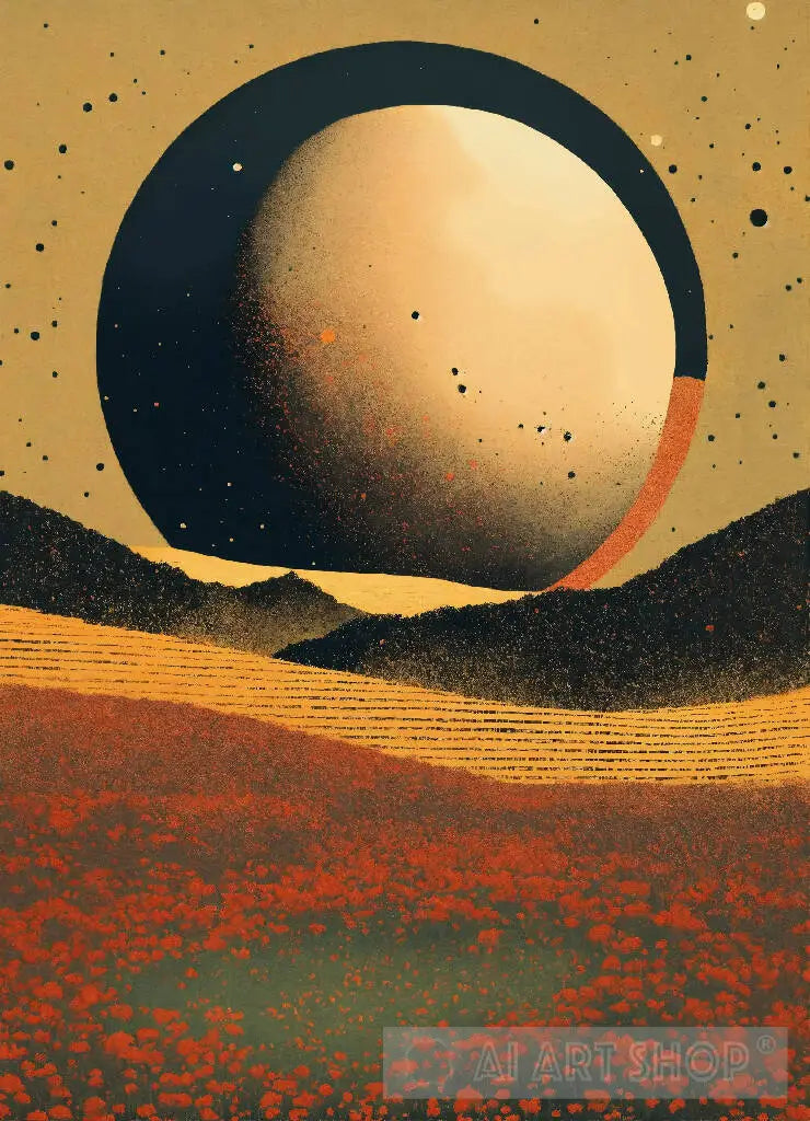 Moon profile + Halftone pattern + editorial