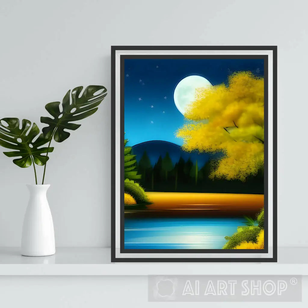 nature scenery, moonlight, blue stream, celestial beauty, tranquil ...