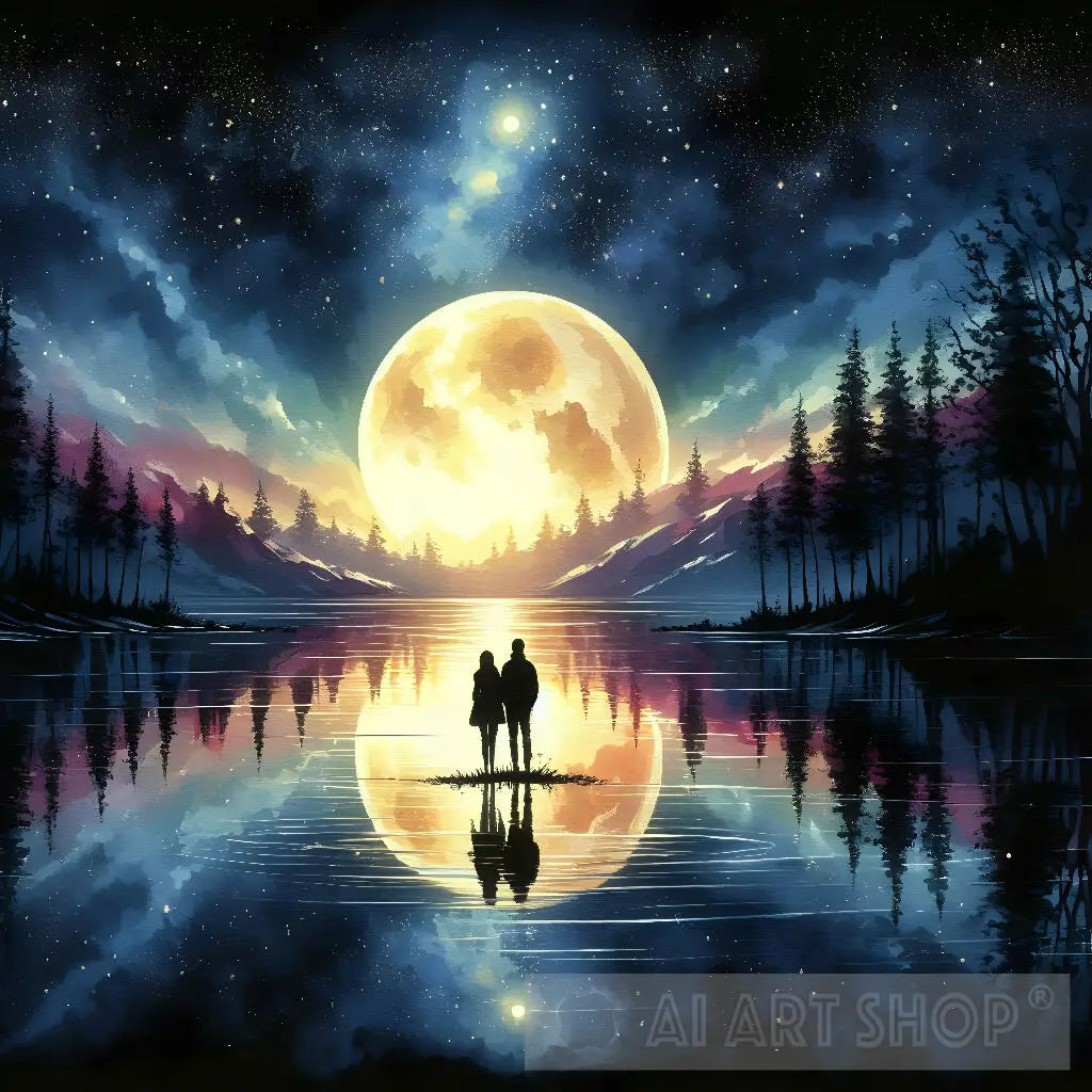 Moonlight In The Sky - Celestial Night Landscape Art for Wall Decor