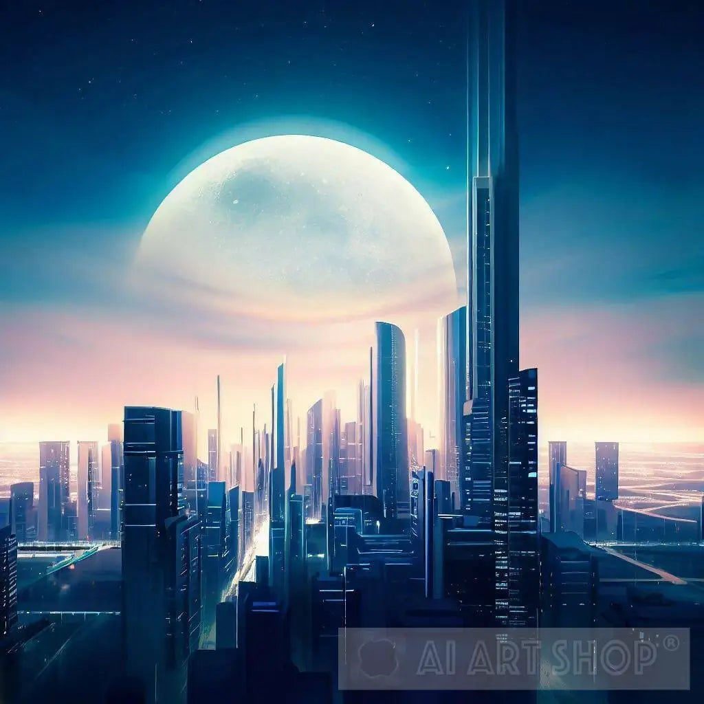 Moonlight over the City: A Nighttime View