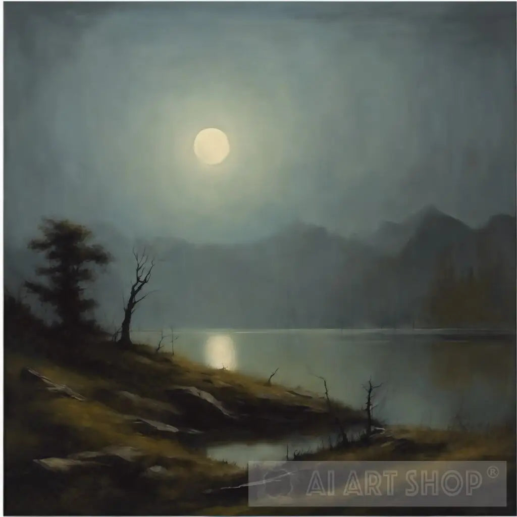 Moonlit Reverie: Abstract Night Landscape Painting | Ethereal Beauty
