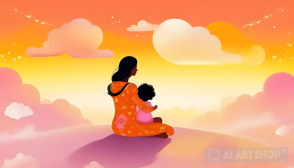 "Motherly Love Amidst Nature's Beauty"