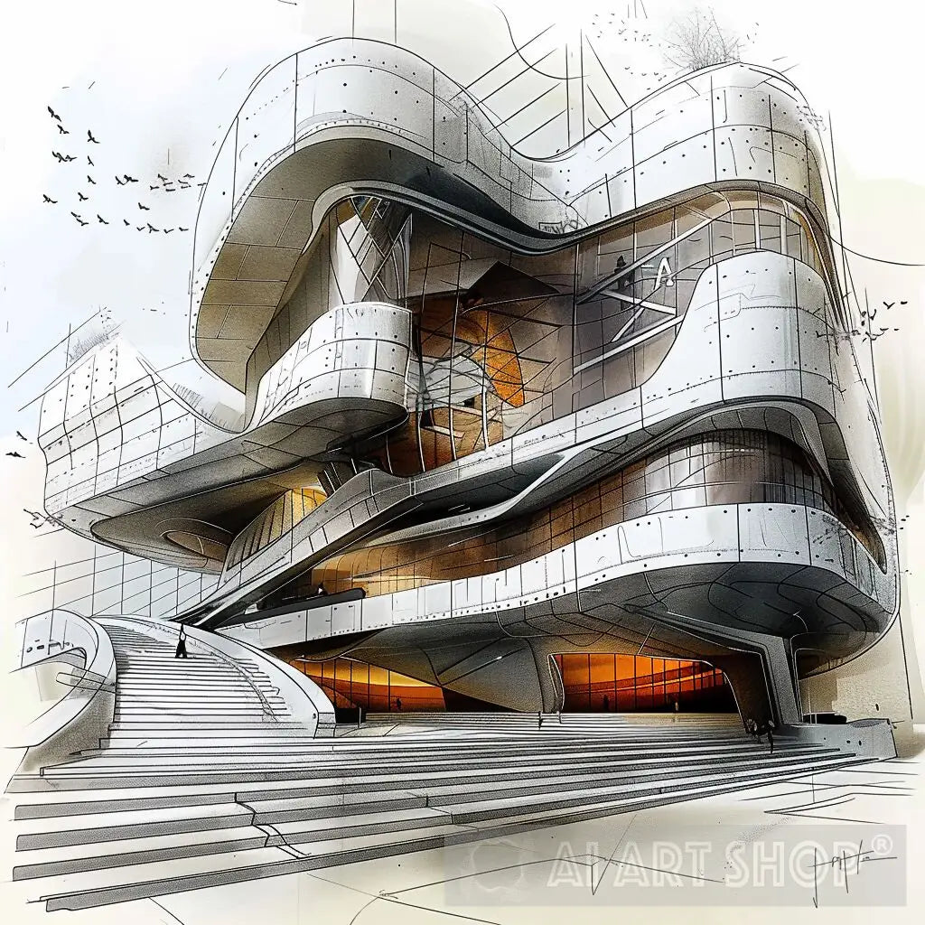 Futuristic Architectural Marvel: Sleek Modern Building with Curved ...