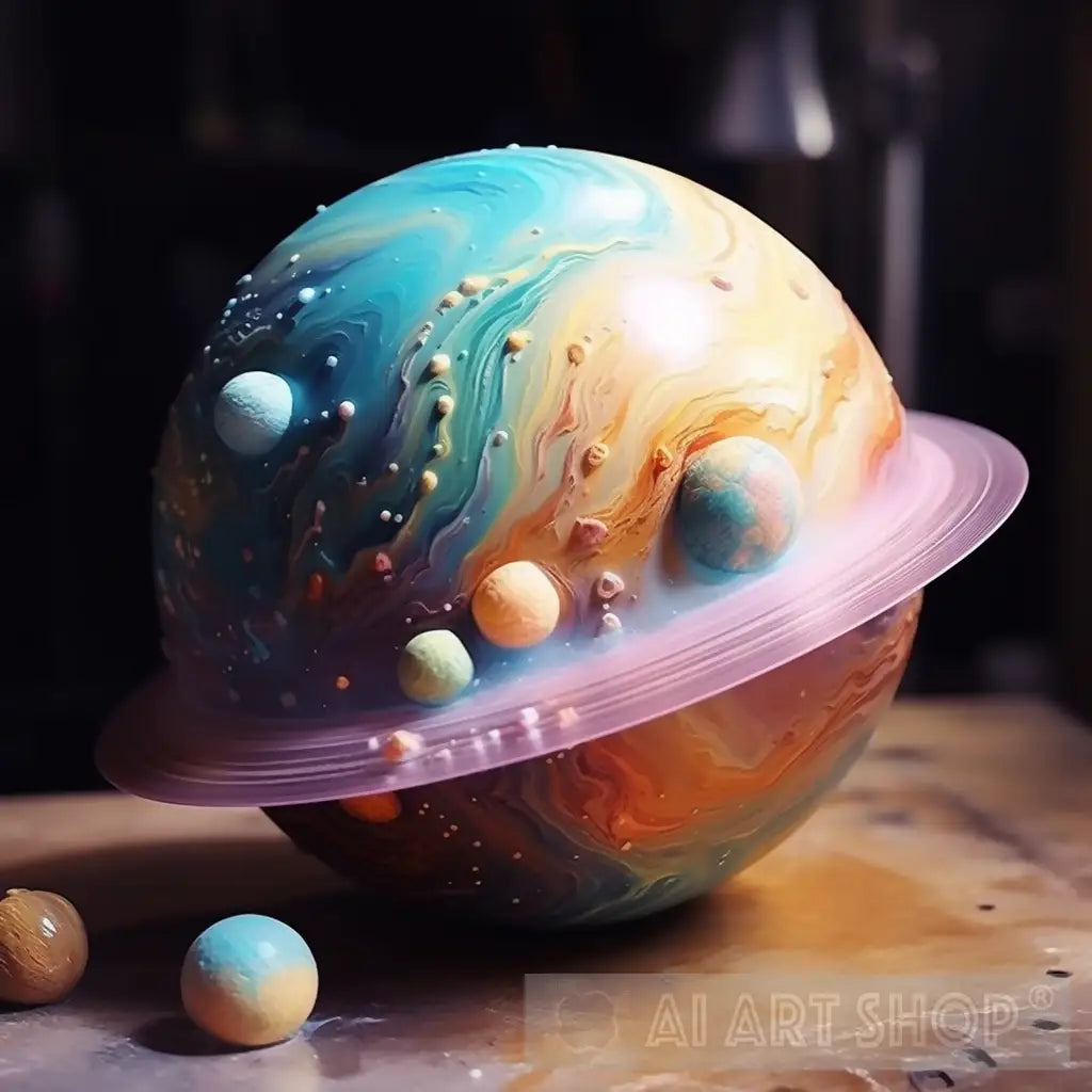 AI Art, AI generated Art, Multi Color Saturn, Planet