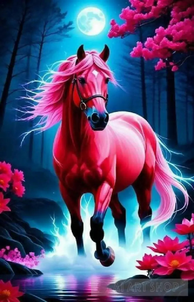 "Whimsical Equine Elegance." "Enchanting Moonlit Jou...