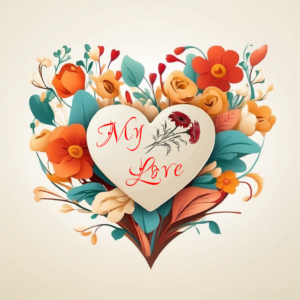 love, my love, heart, flower heart, love you, gift, colorful heart,...