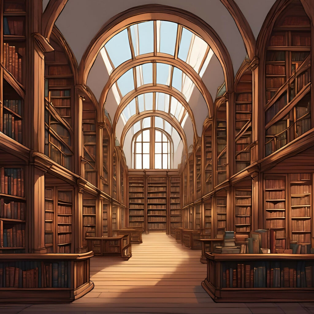 Elegant Library Art Print | Grand Archway Bookshelves