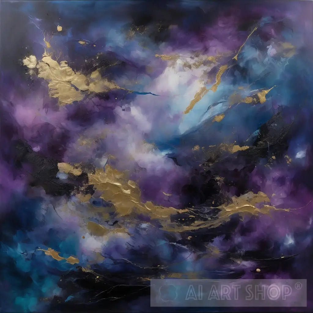 Nebula Waltz: Oil Painting of Serene Space