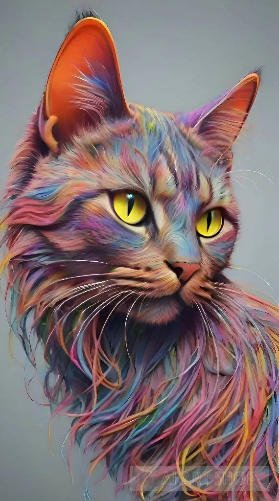 AI art cat neon