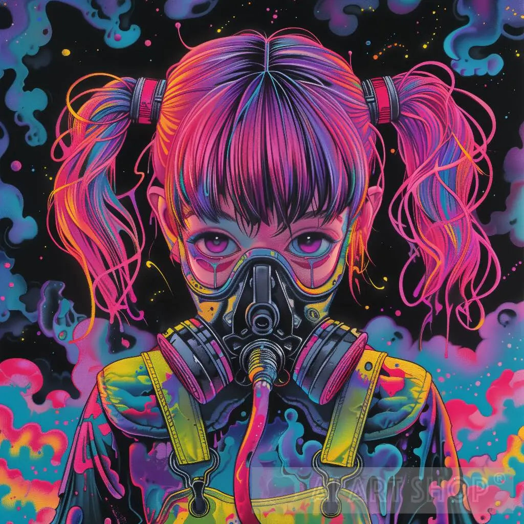 Midjourney, Neural Canvas, 2024, Neon Digital Portrait, Cyber Gener...