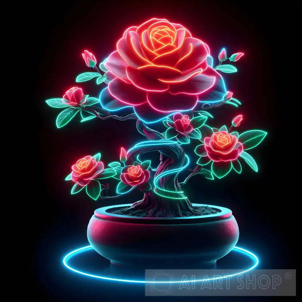 Neon Roses In A Pot, Rose, Valentine‘s Day, Love Day, Neon Roses, F...