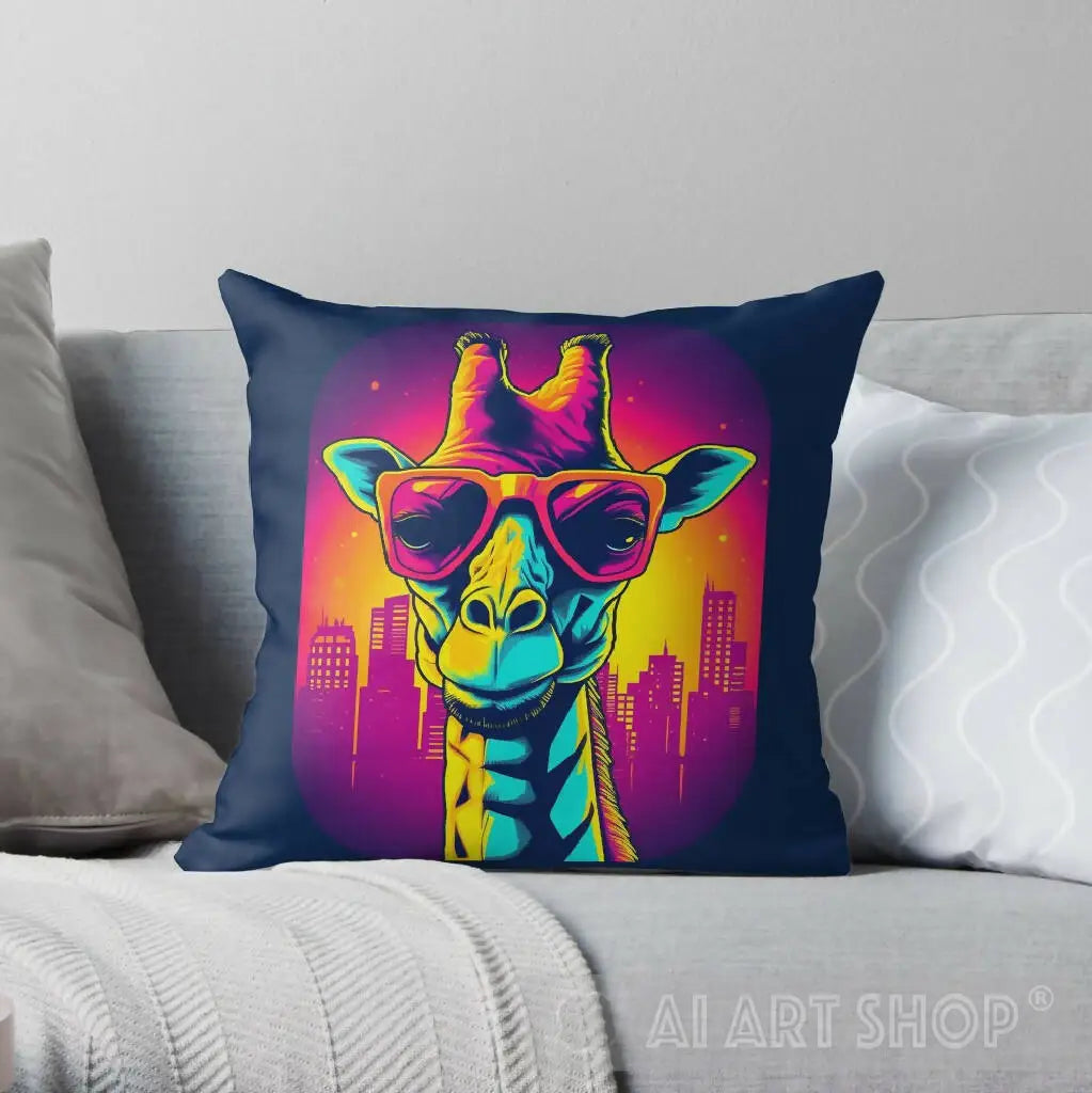 animal, Neon Synthwave Giraffe, Midjourney, ai art generator