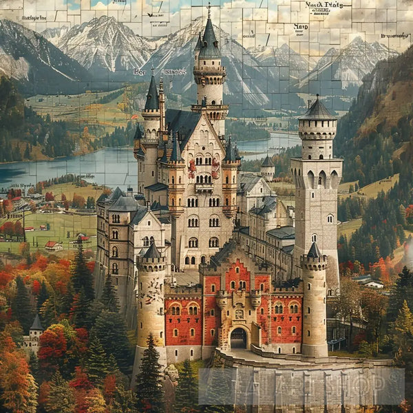 Neuschwanstein Magic - Gothic Collage Illustration
