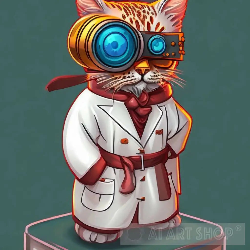 Nft cat wearing white doctor 's rope