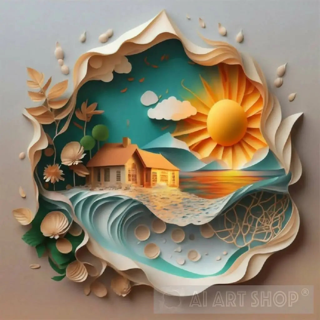 nice landscape in paper art work